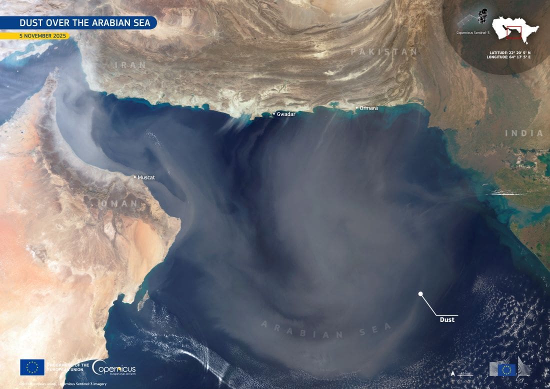 Image of the day: Dust drifting over the Arabian Sea • Muser Press